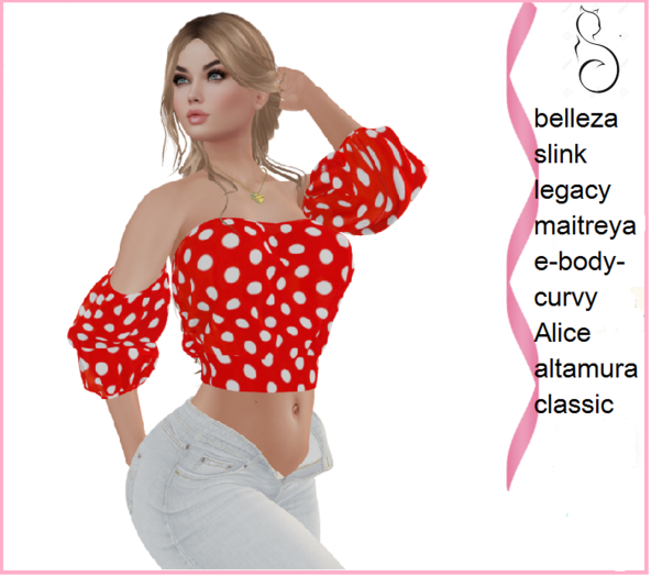 Second Life Marketplace - GL-demo blouse red (white dots)( wear it )